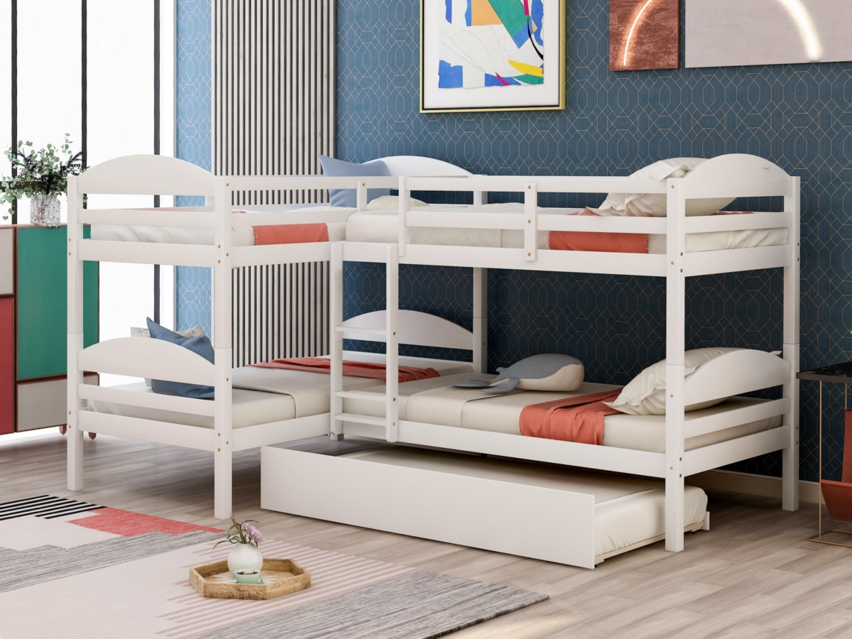 Click here for Streamdale Twin L-Shaped Bunk Bed With Trundle - W... prices