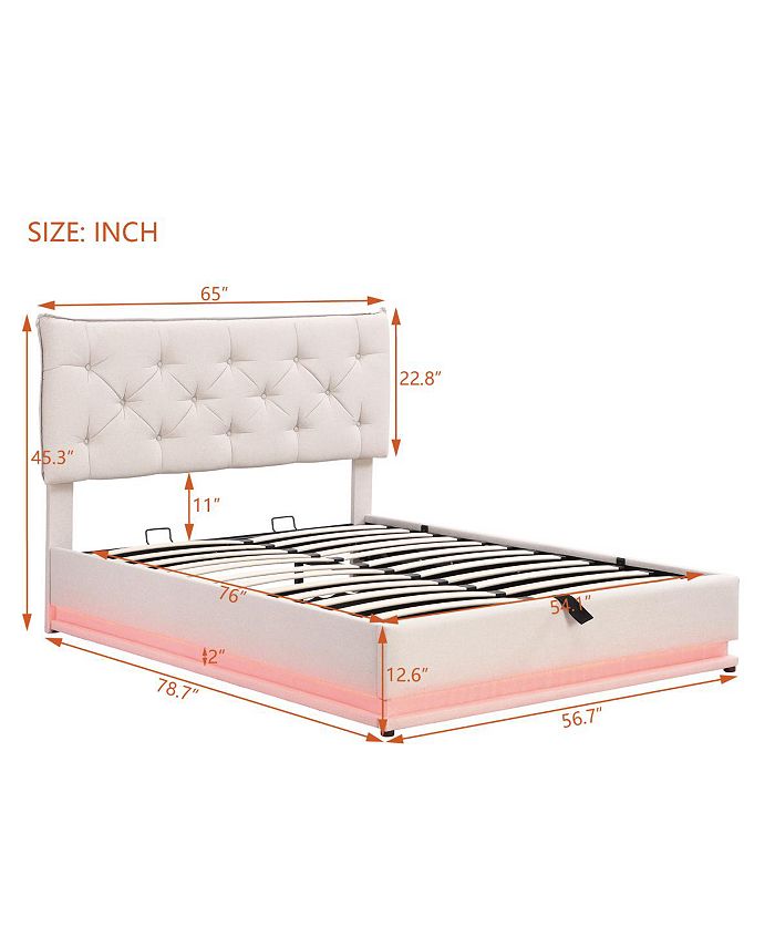Simplie Fun Upholstered Storage Bed with LED Light - Macy's
