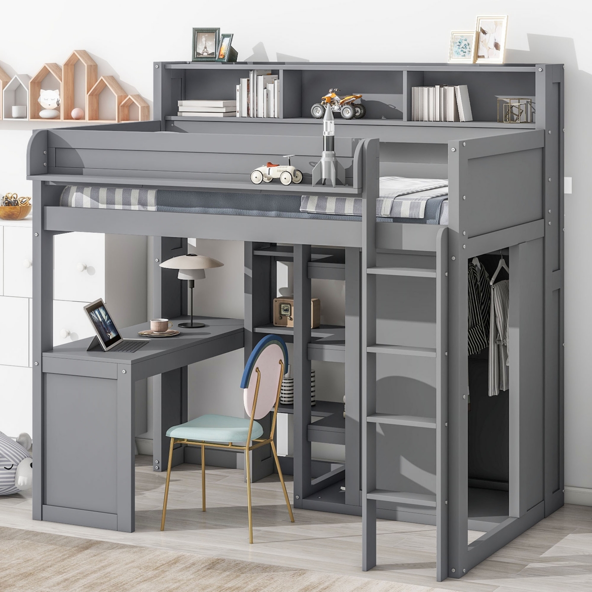 Click here for Streamdale Wood Twin Size Loft Bed With Multiple S... prices