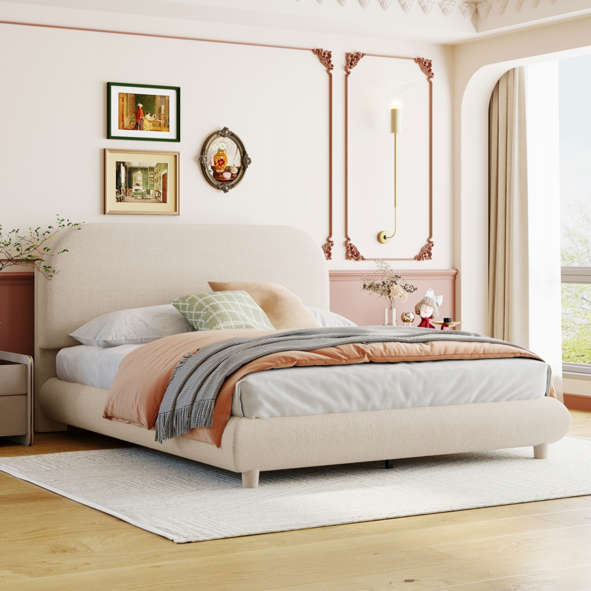Click here for Teddy Fleece Platform Bed - Full - Beige prices