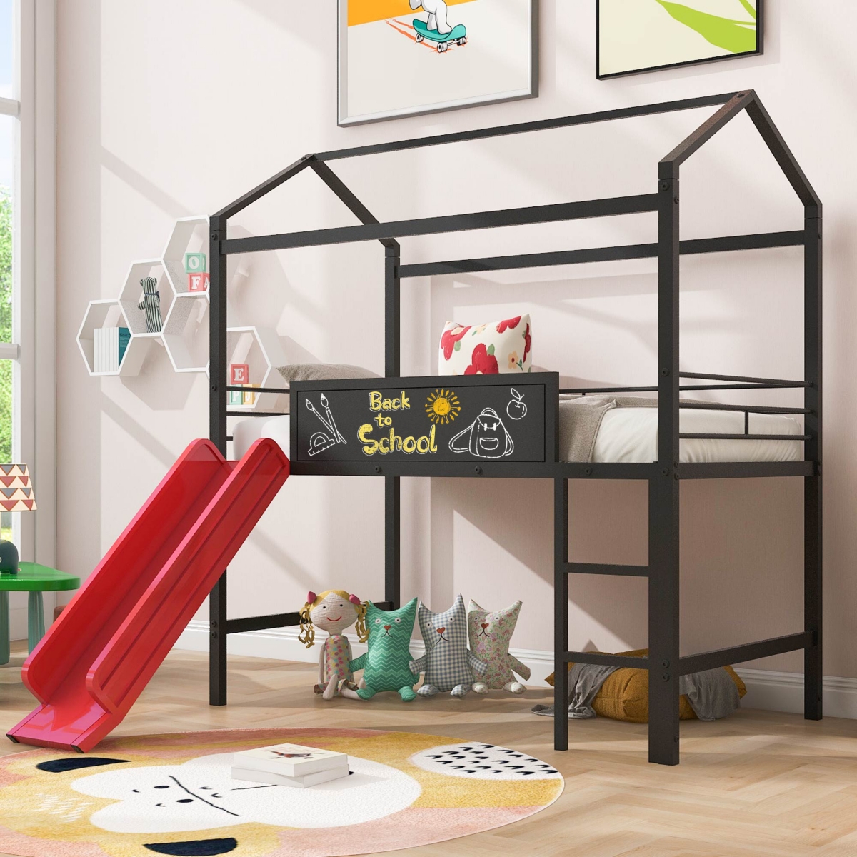 Click here for Streamdale Twin Loft Metal Bed with Slide and Writ... prices
