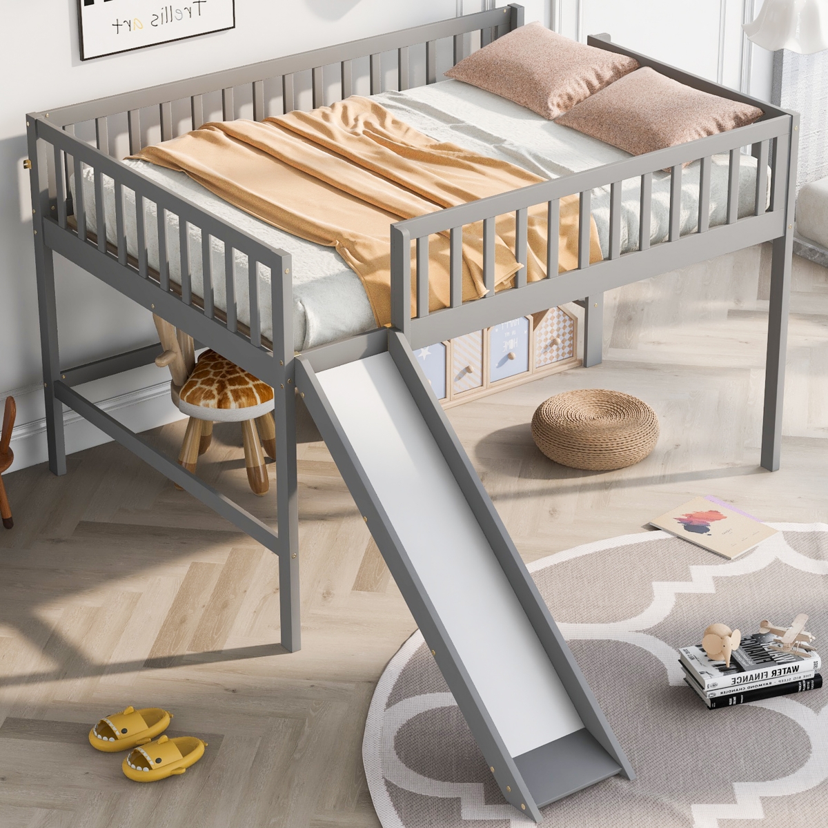 Click here for Streamdale Full Size Low Loft Bed With Ladder And... prices
