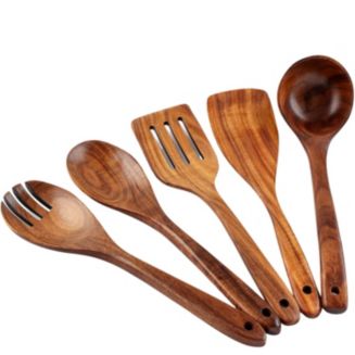 Zulay Kitchen Extra Large 5-Piece Smooth Teak Wooden Spoon Set - Macy's