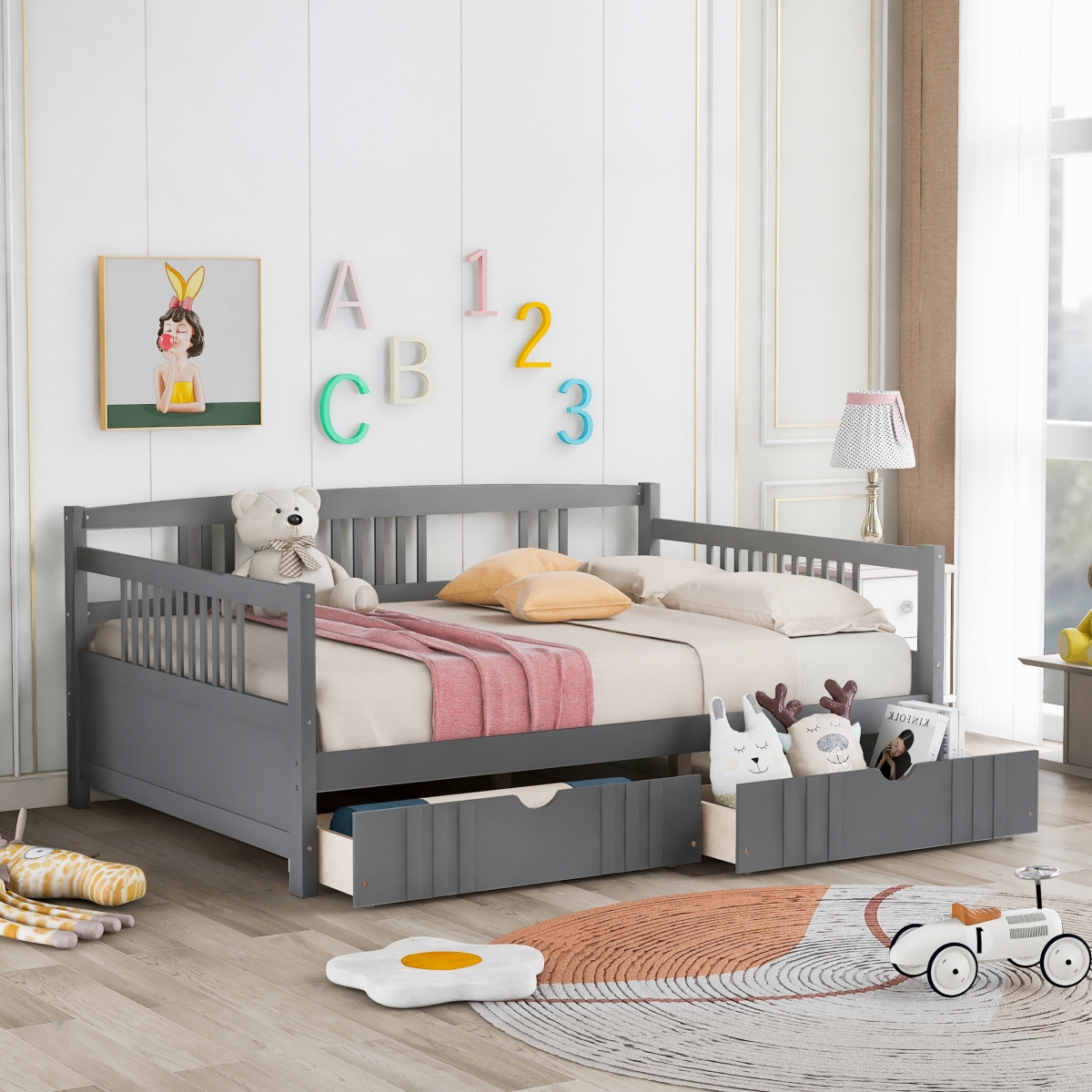 Click here for Streamdale Full Size Daybed Wood Bed With Two Draw... prices