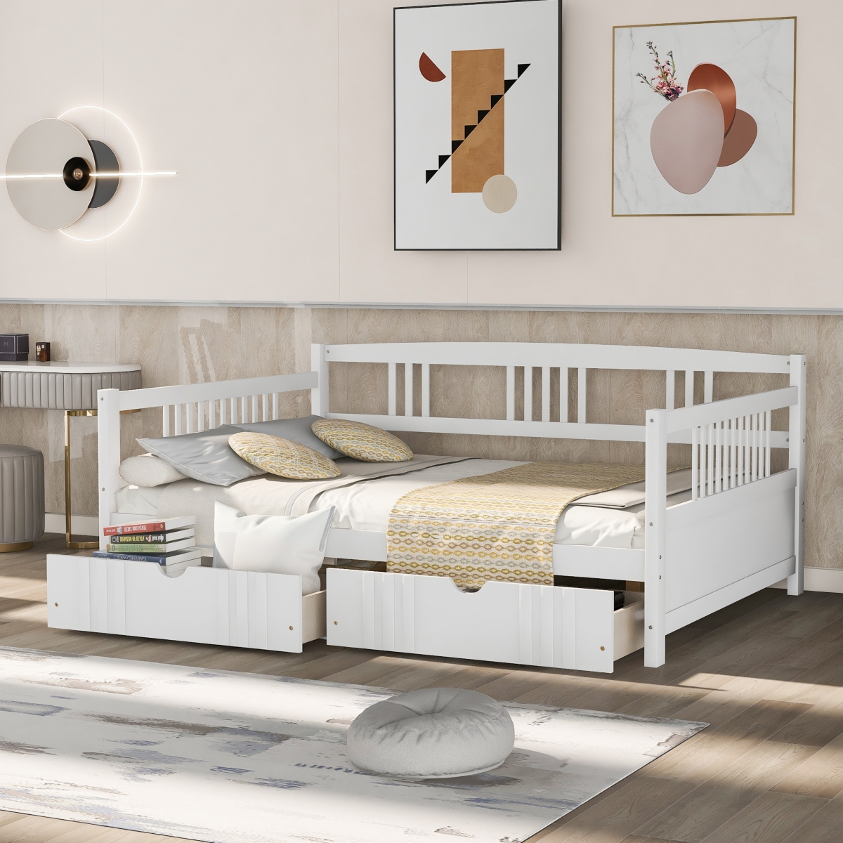Click here for Streamdale Full Size Daybed Wood Bed With Two Draw... prices