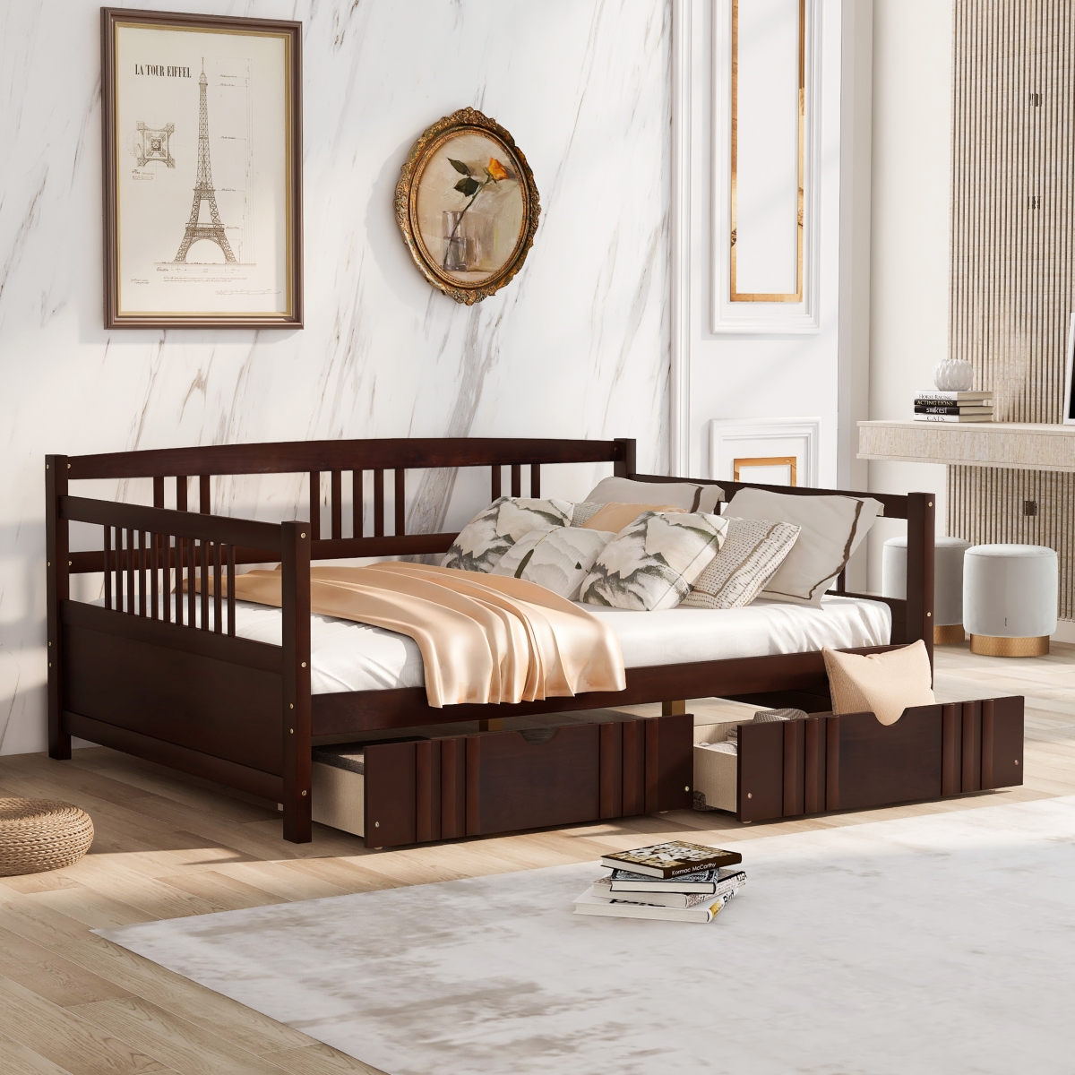 Click here for Streamdale Full Size Daybed Wood Bed With Two Draw... prices