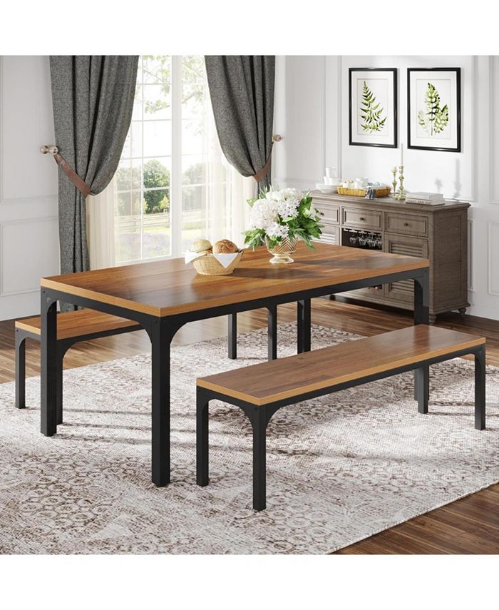 Tribesigns Dining Table Set for 6 People, 3 Pieces Rectangular Kitchen ...
