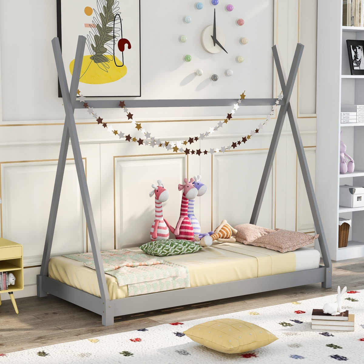 Click here for Streamdale Twin Size House Platform Bed With Trian... prices
