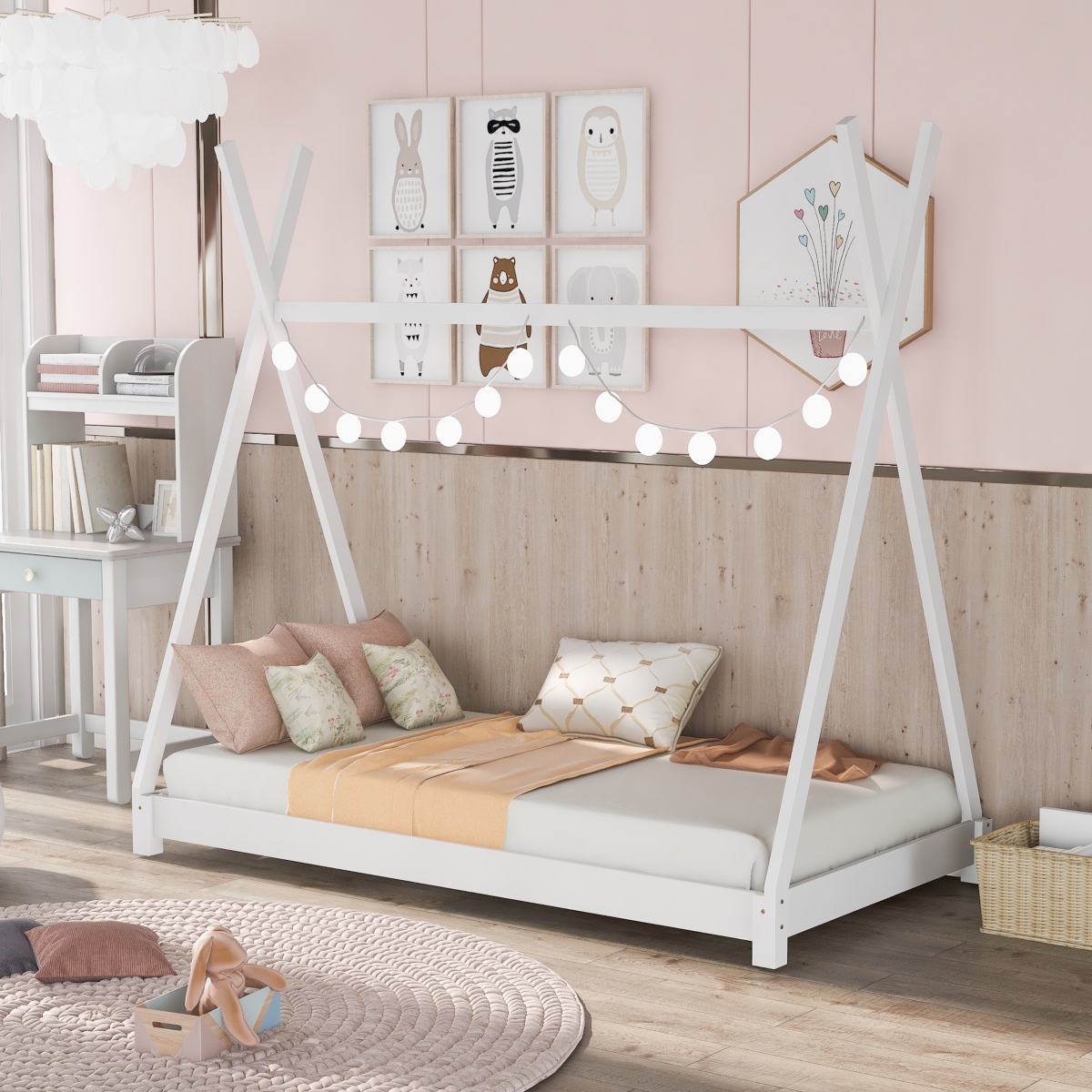 Click here for Streamdale Twin Size House Platform Bed With Trian... prices