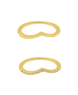 ADORNIA Gold Chevron Pair of Rings - Macy's