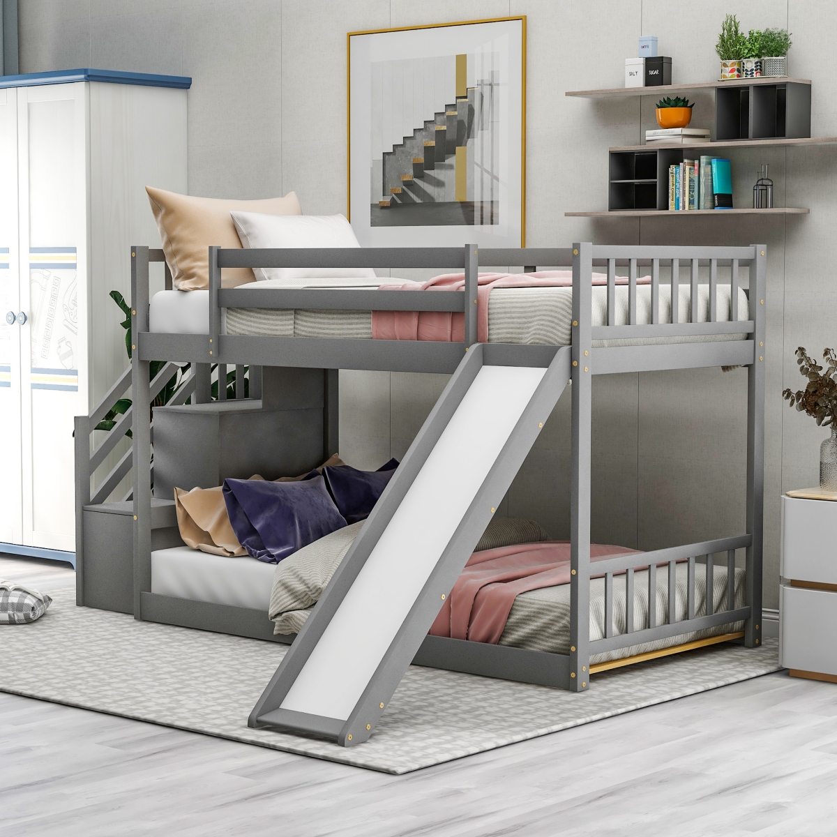 Click here for Streamdale Twin Over Twin Bunk Bed With Convertibl... prices