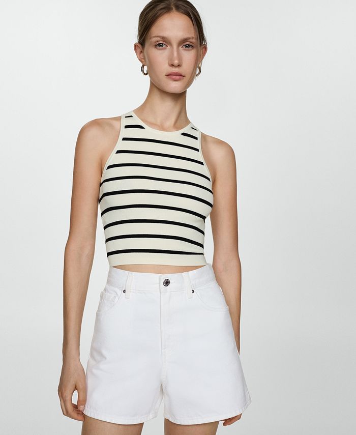 MANGO Women's High-Rise Denim Shorts - Macy's