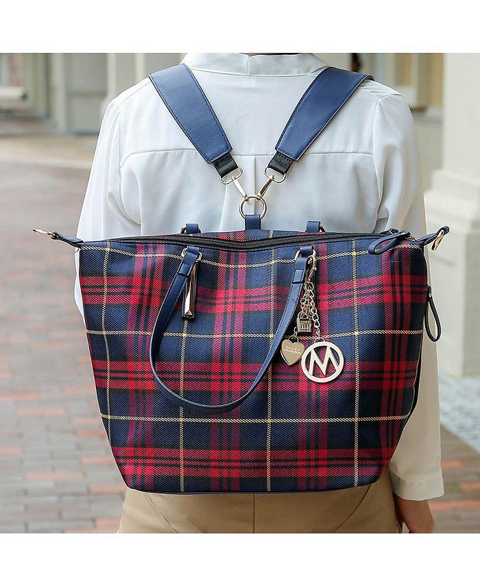 MKF Collection Layla Plaid Tote Bag, Convertible in Backpack By Mia K - Macy's