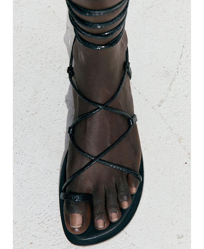 MANGO Women's Metallic Snake Sandals - Macy's