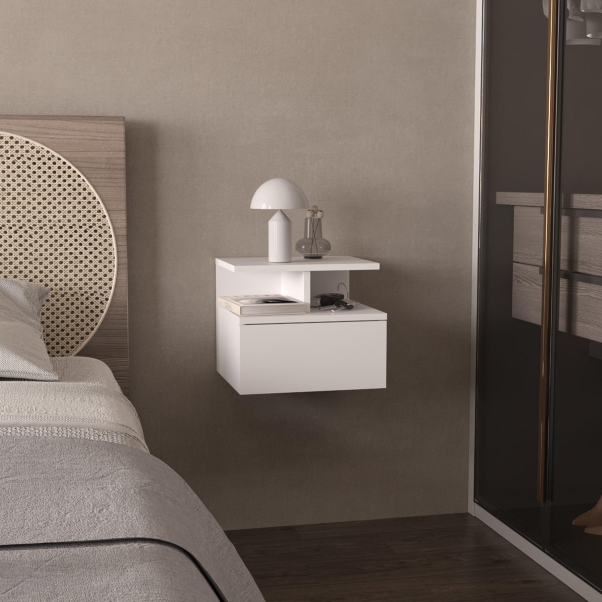 Click here for Fm Furniture Augusta Floating Nightstand with 2-Ti... prices