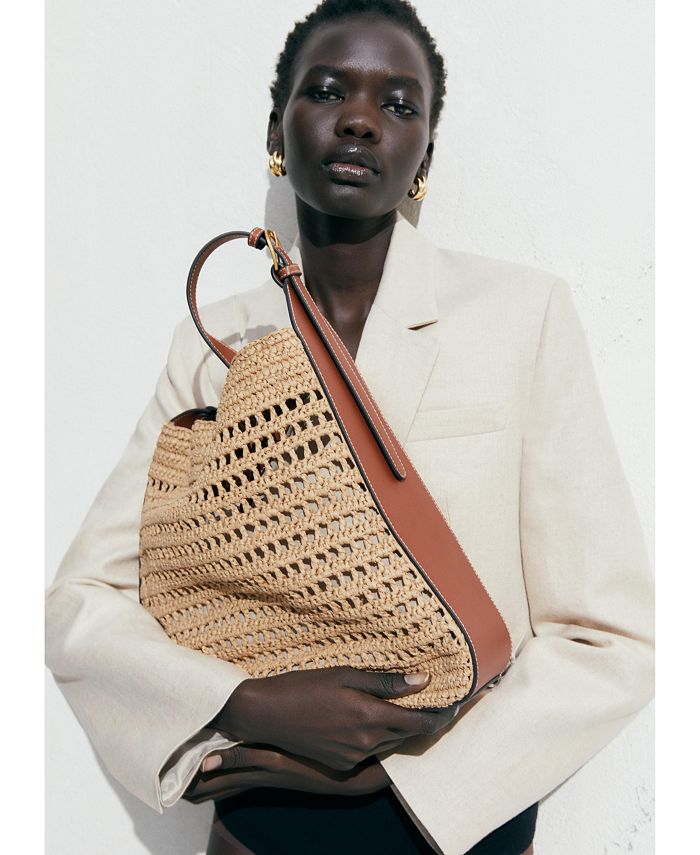 MANGO Women's Natural Fiber Sack Bag - Macy's