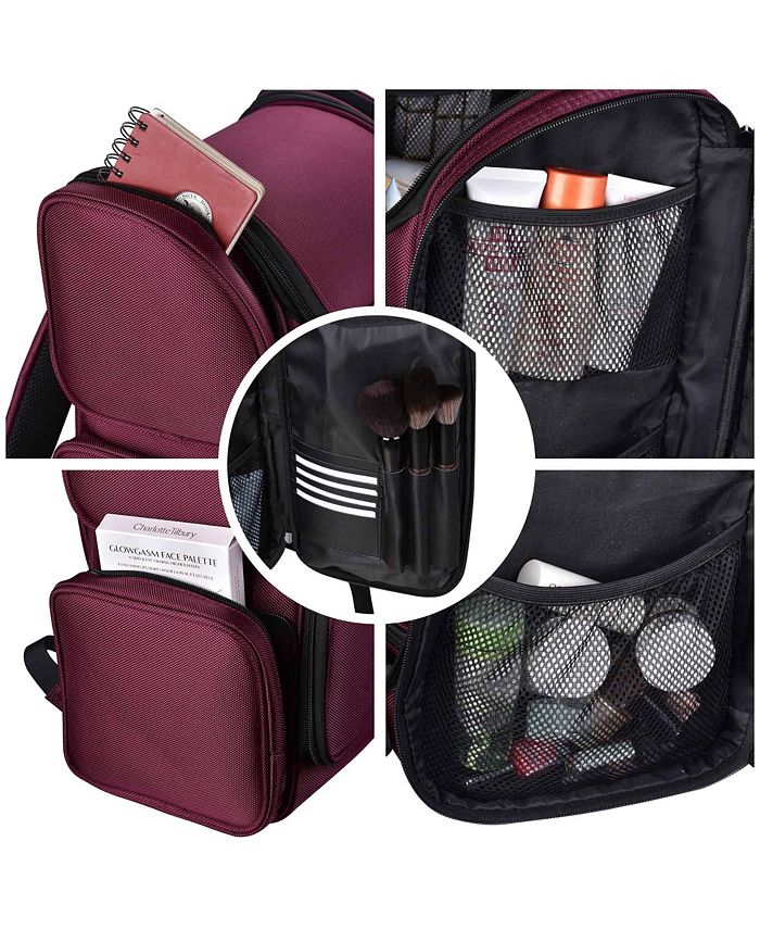 Byootique Beet Red Makeup Bag with Utility Pouch Soft Sided Cosmetic ...