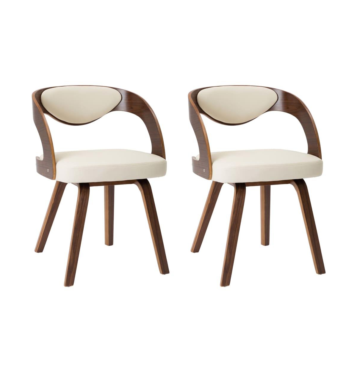 Click here for Dining Chairs 2 pcs Cream Bent Wood and Faux Leath... prices