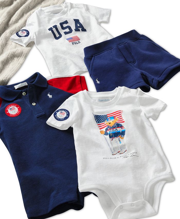 Polo Ralph Lauren Baby Boys Team USA Cotton Mesh Polo Shortall - Macy's