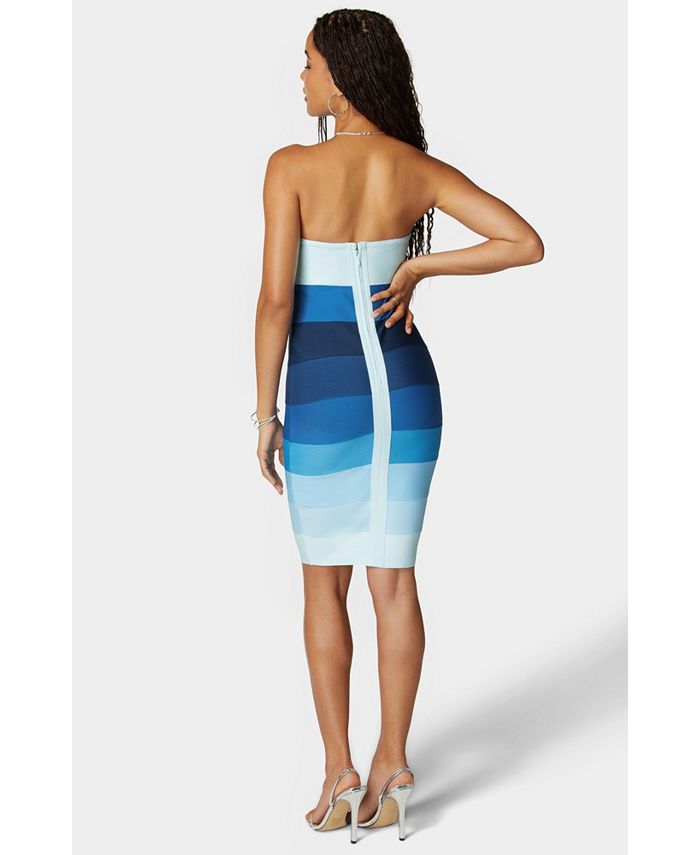 Bebe Women's Strapless Colorblock Bandage Midi - Macy's