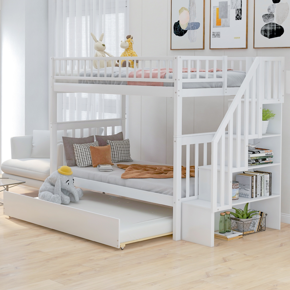 Click here for Streamdale Twin Over Twin Bunk Bed With Trundle An... prices