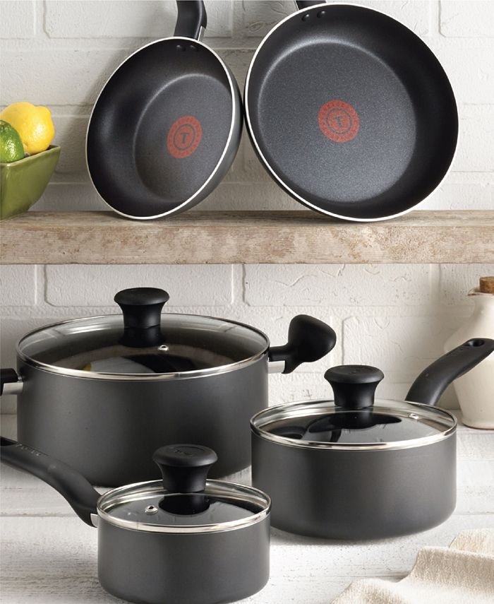 T-Fal Initiatives Aluminum Nonstick 18PC Cookware Set - Macy's