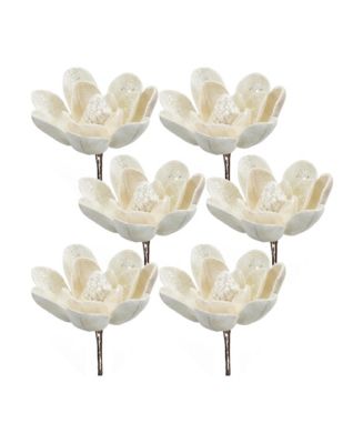 Slickblue Velvet Magnolia Stem With Silver Bead Accents (Set of 6) - Macy's