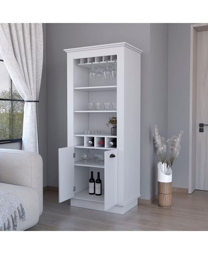 FM FURNITURE Hampton Bar Cabinet with 4-Built In Wine Rack, Glass ...