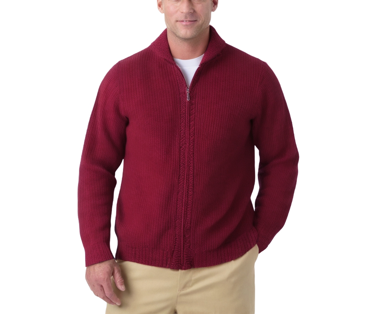 Click here for KingSize Big & Tall Shaker Knit Zip-Front Cardigan... prices