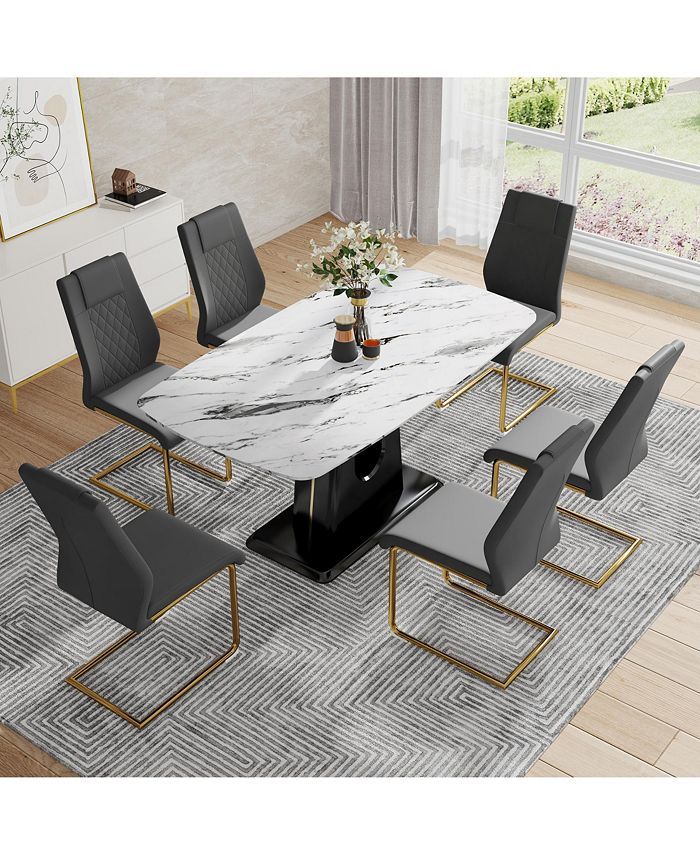 Simplie Fun Ultra-Modern Extendable Dining Table for 6-8, Versatile Use ...