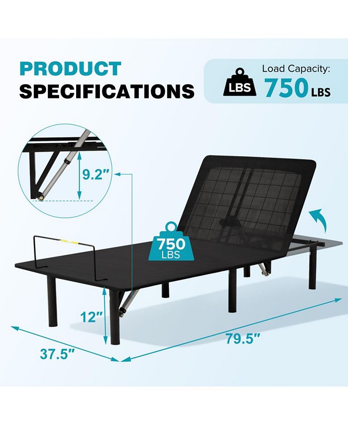 Simplie Fun Split King Size Adjustable Bed Base/Bed Frame with Motorized Head and Foot Incline ...