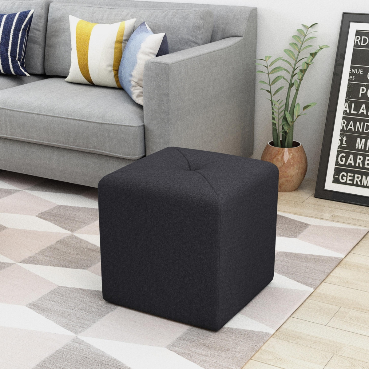 Click here for Streamdale Navy Blue 16.5" Square Ottoman for... prices