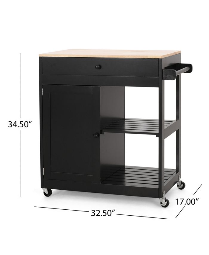 Simplie Fun Contemporary Kitchen Cart with Rubberwood Top and Multi ...