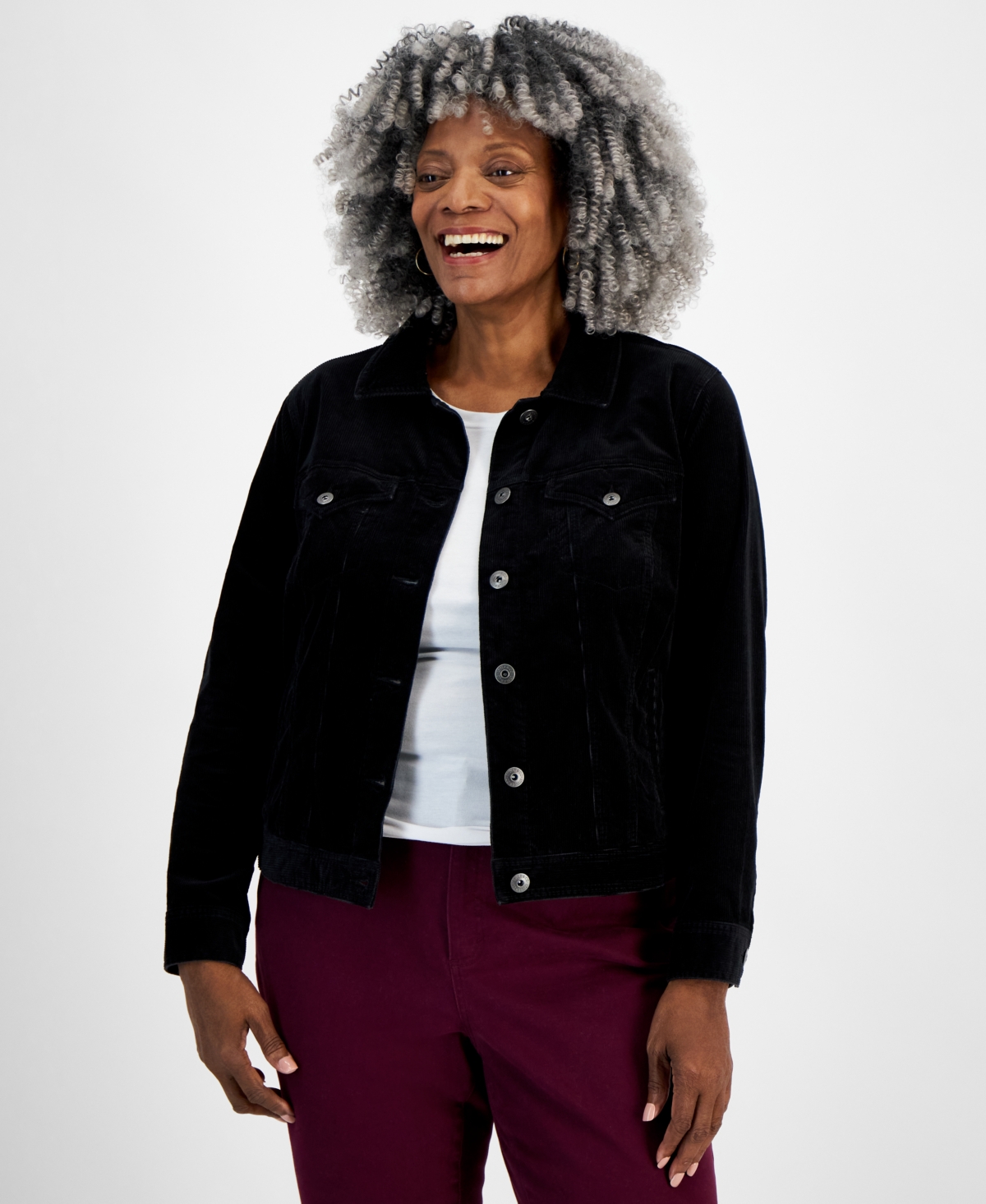 Click here for Style & Co Plus Size Corduroy Button-Front Jacket... prices