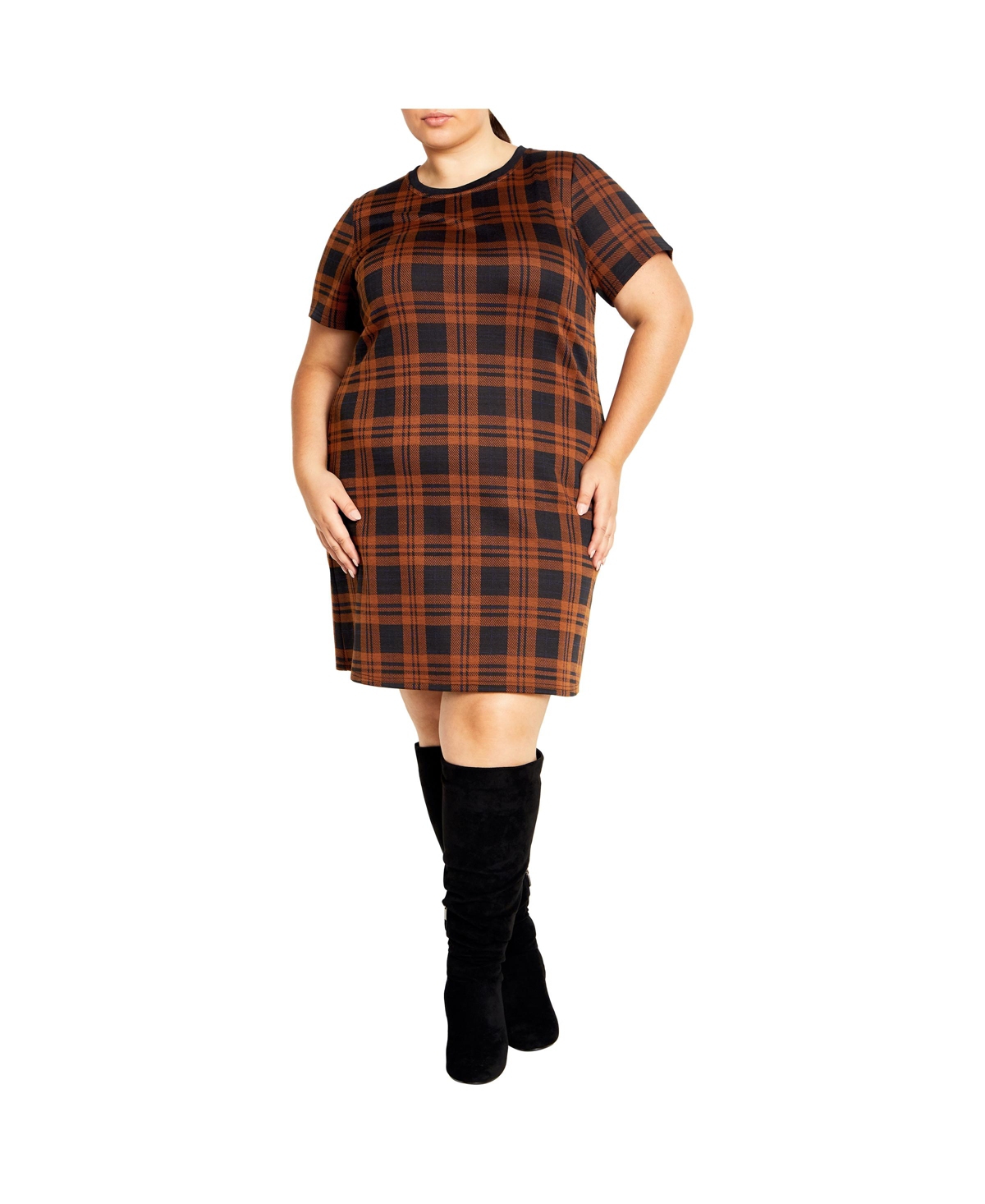 Click here for City Chic Plus Size Check Love Shift Mini Dress -... prices