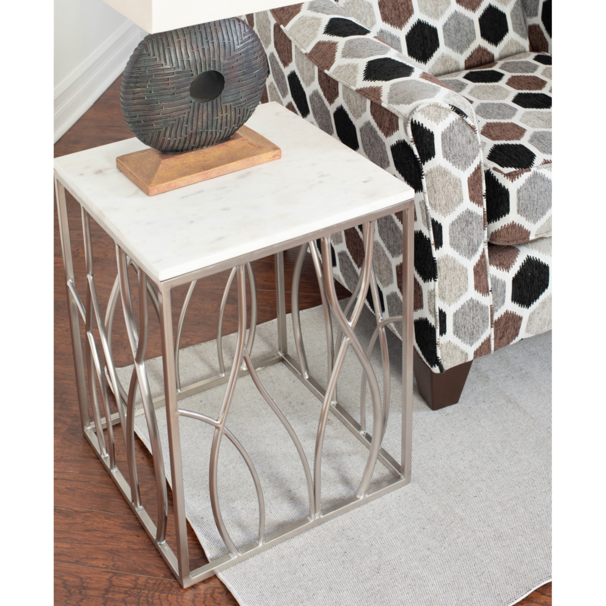 Click here for Simplie Fun Square Marble End Table with Stainless... prices