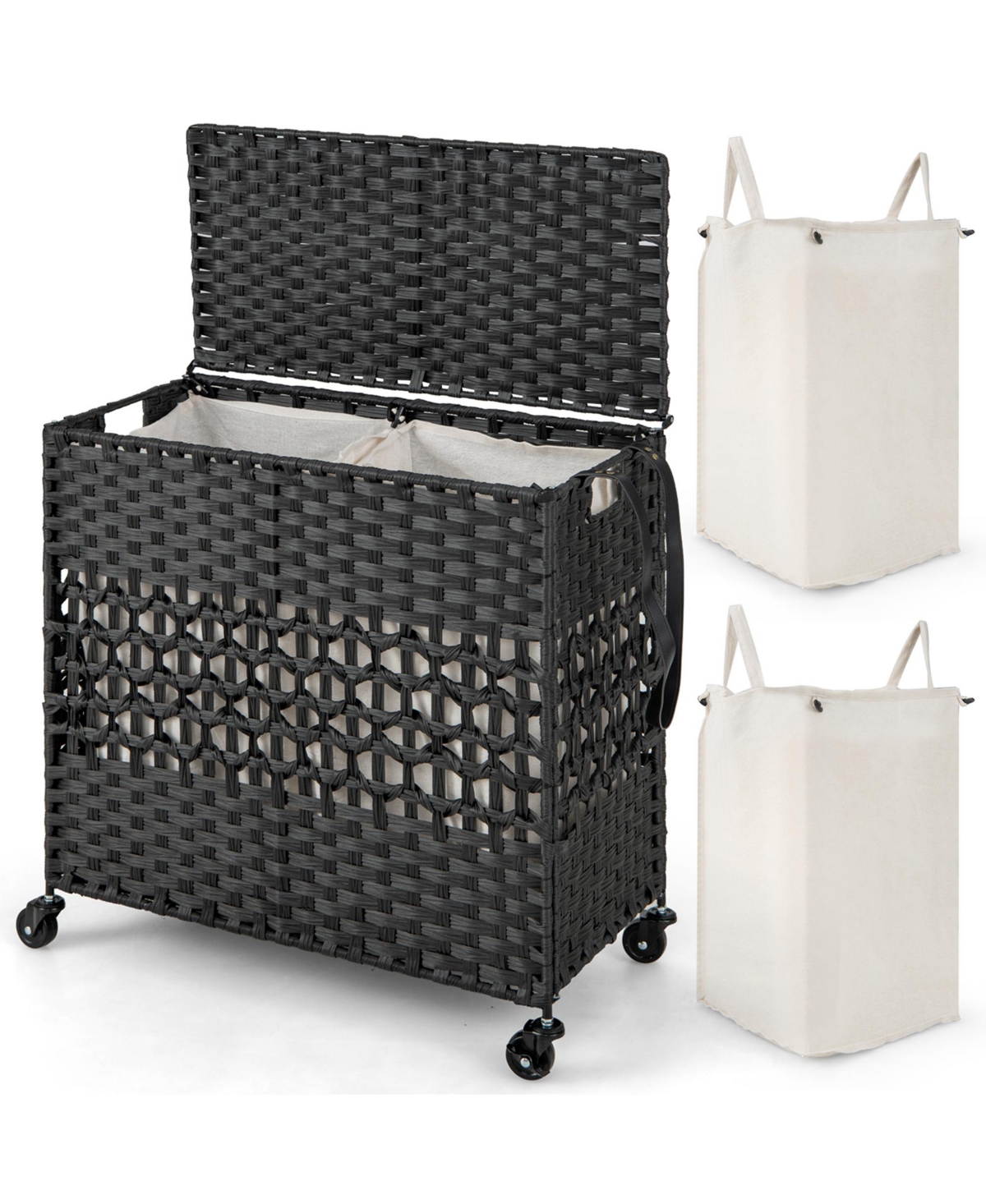 Click here for 110L Laundry Hamper w/Wheels Clothes Basket w/Lid... prices