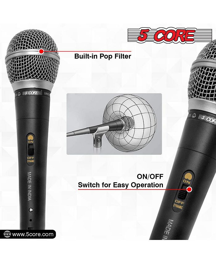 5 Core Mic Karaoke Dynamic Handheld XLR Microphone for Professional ...