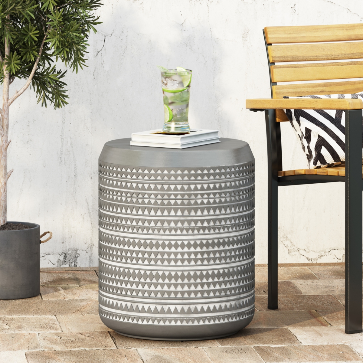 Click here for Streamdale Bohemian Textured Patio Side Table - Ve... prices