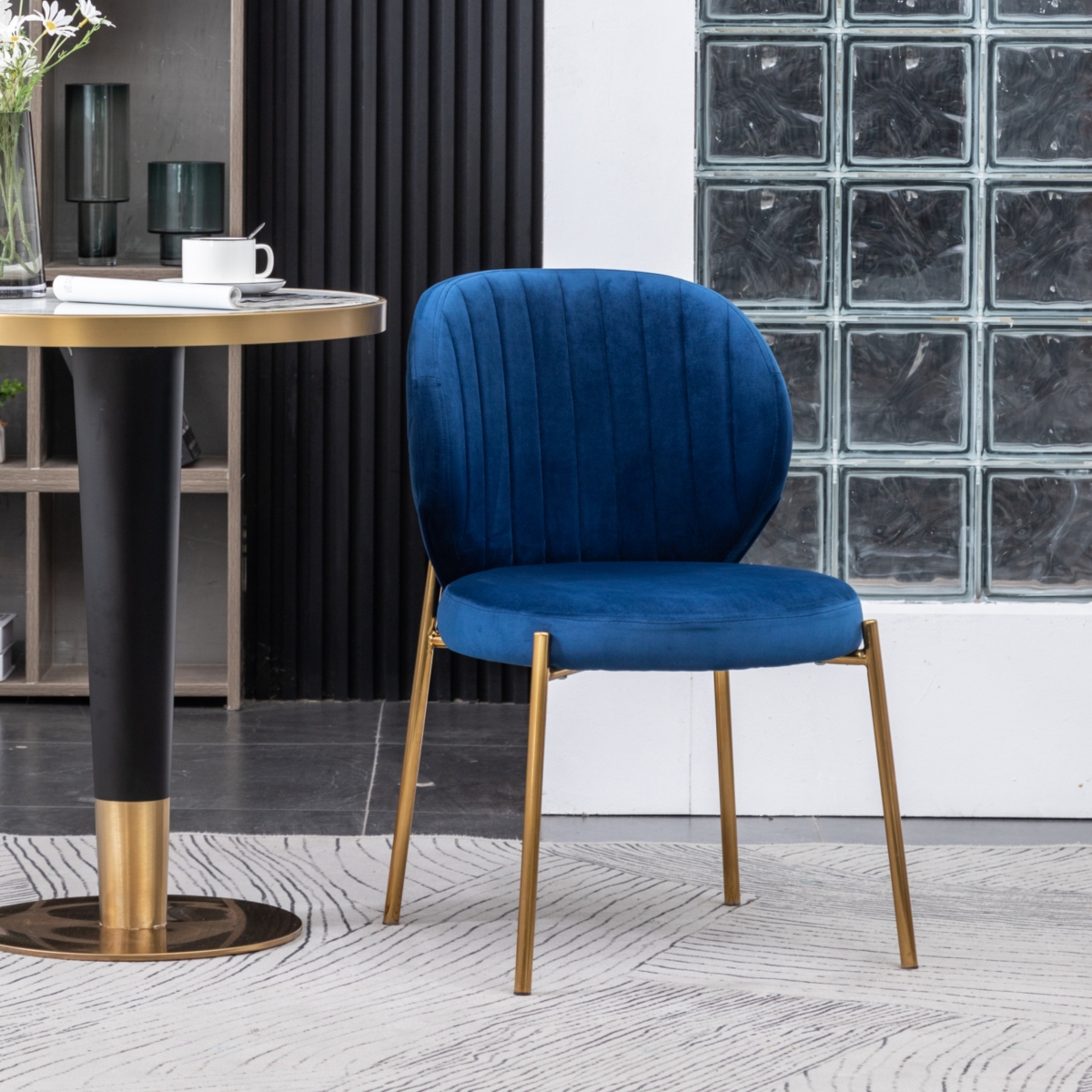 Click here for Velvet Upholstery Dining Chair  Blue - Blue prices