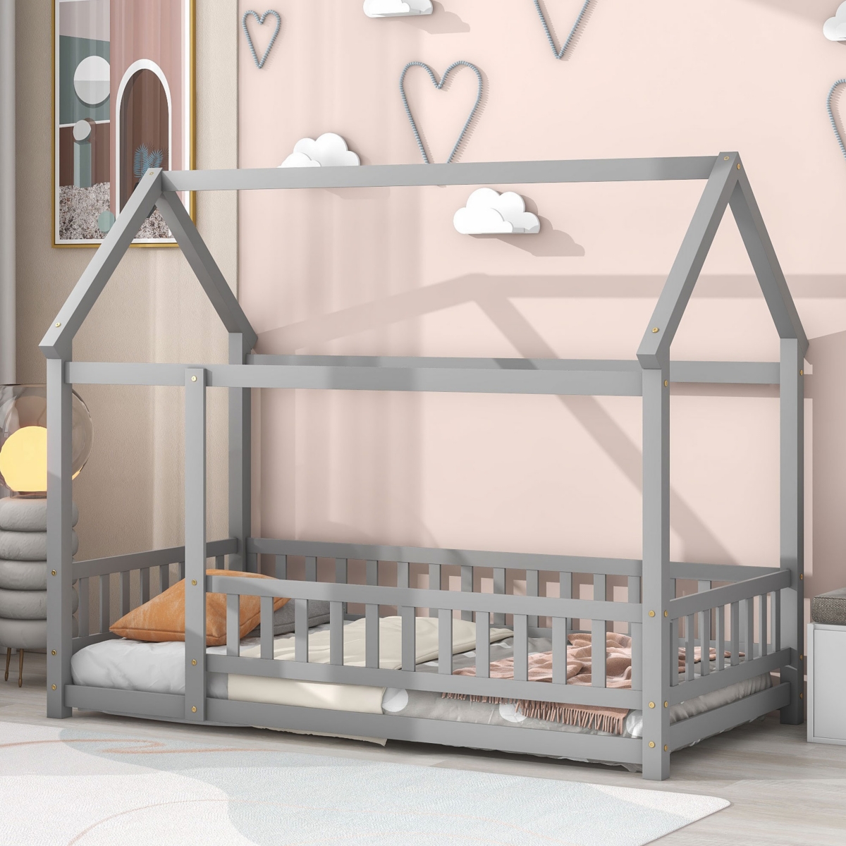 Click here for Streamdale Twin Size Wooden House Bed with Guardra... prices