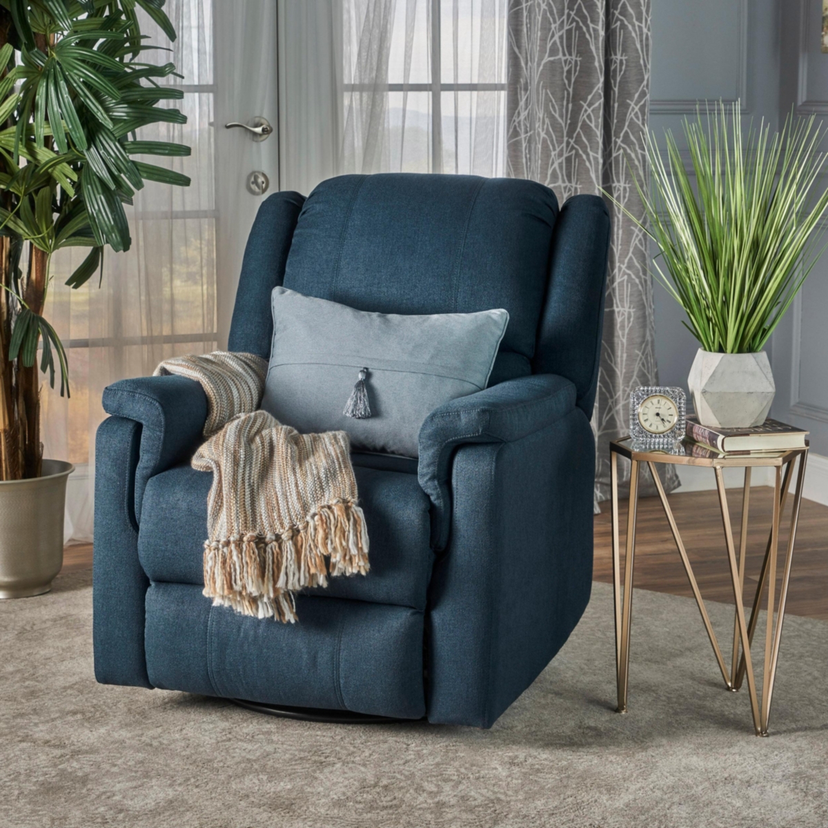 Click here for Streamdale Cozy Charcoal Swivel Glider Recliner -... prices