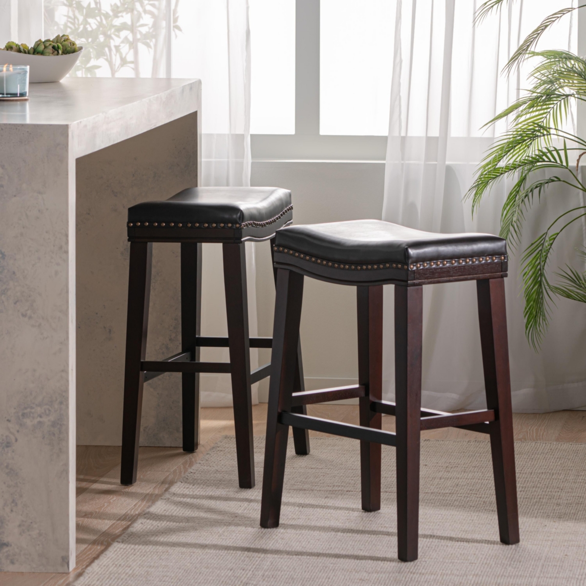 Click here for Streamdale Leather and Wood Bar Stool Style and Du... prices