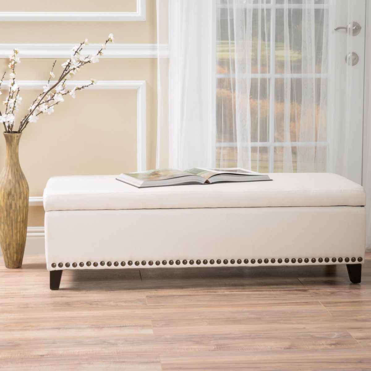 Click here for Streamdale Studded Chain-Link Ottoman for Living R... prices