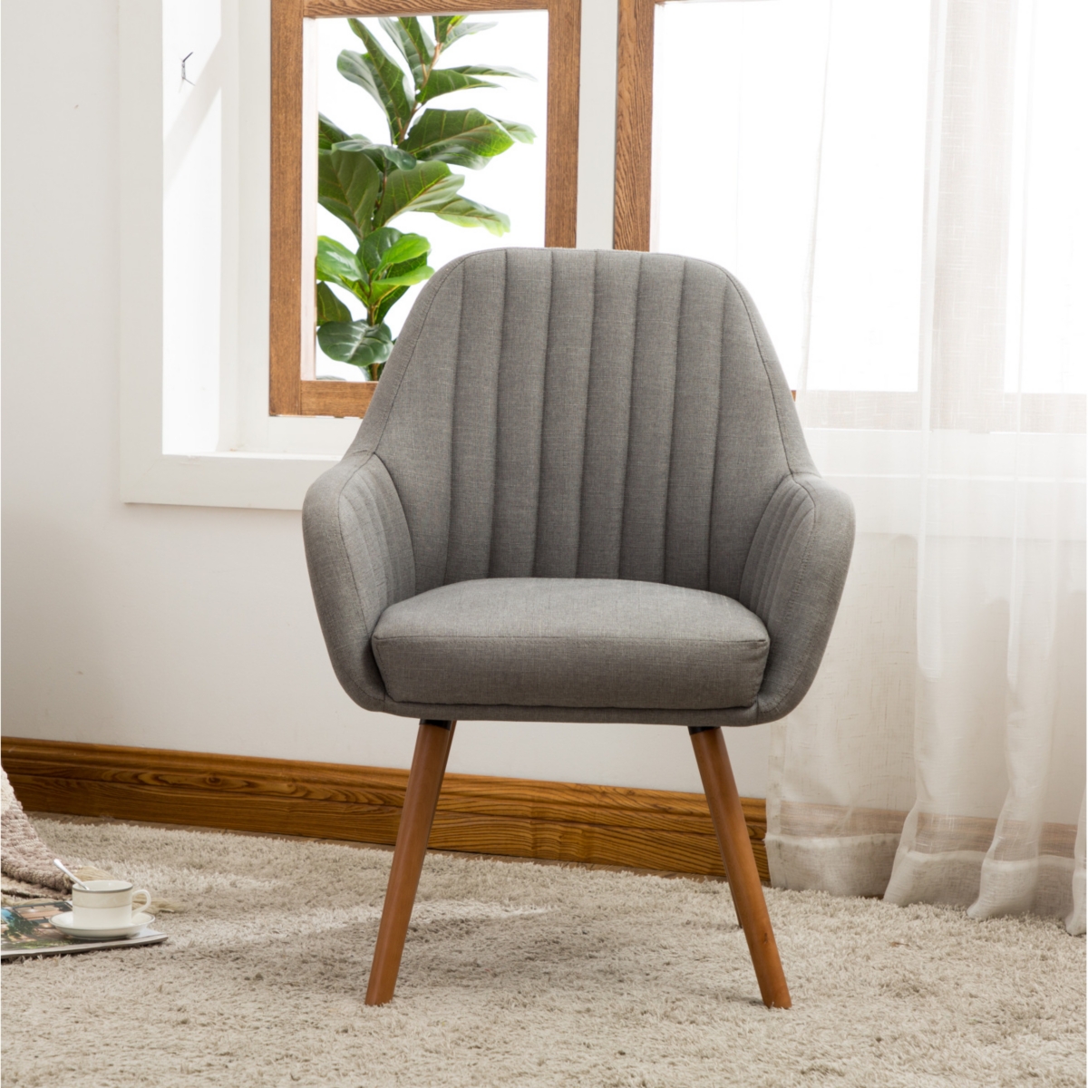 Click here for Simplie Fun Contemporary Fabric Accent Chair  Gray... prices