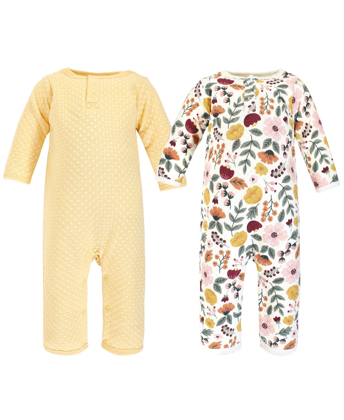 Hudson Baby Baby Girls Hudson Premium Quilted Coveralls - Fall botanical