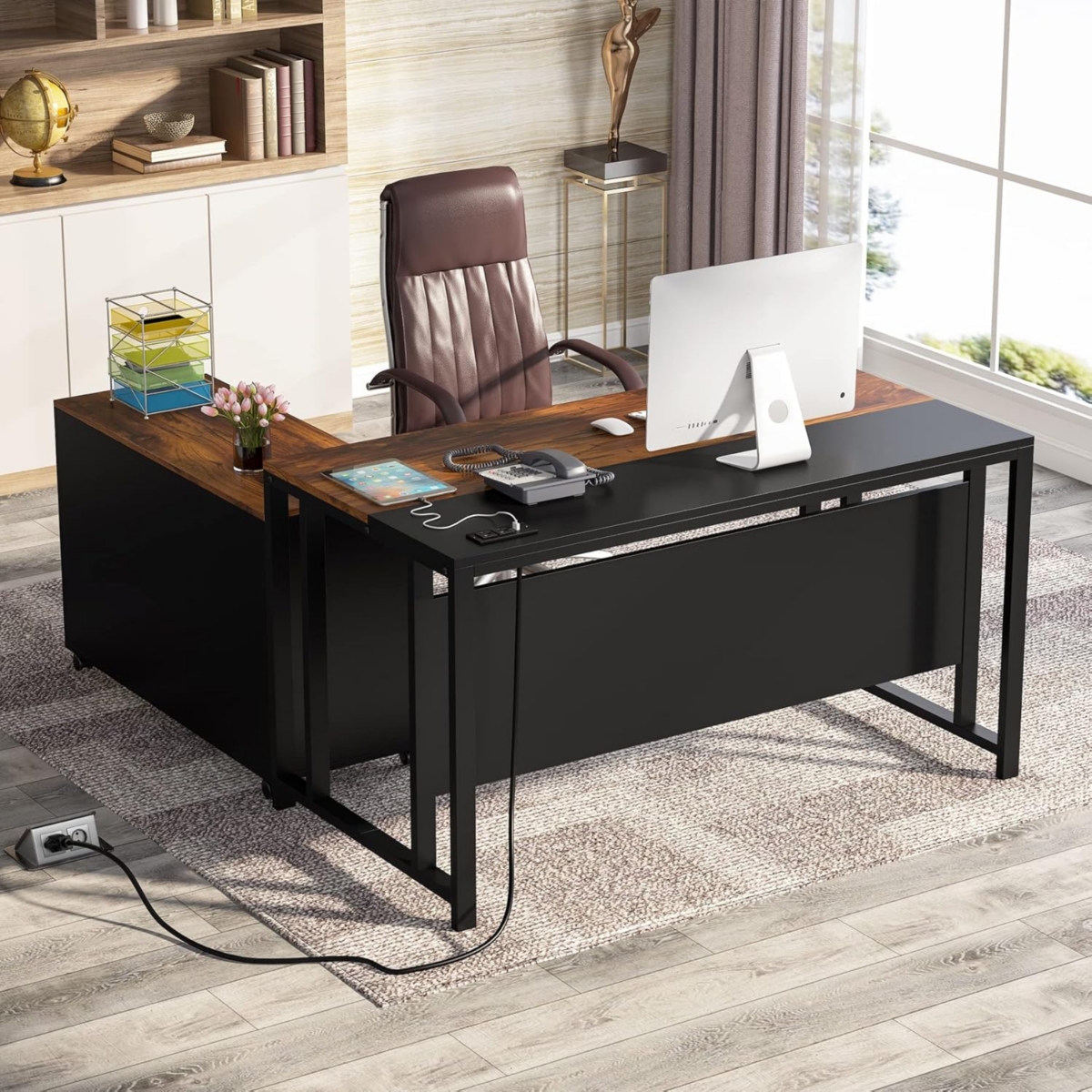 Click here for Tribesigns L-Shaped Computer Desk with Power Outle... prices
