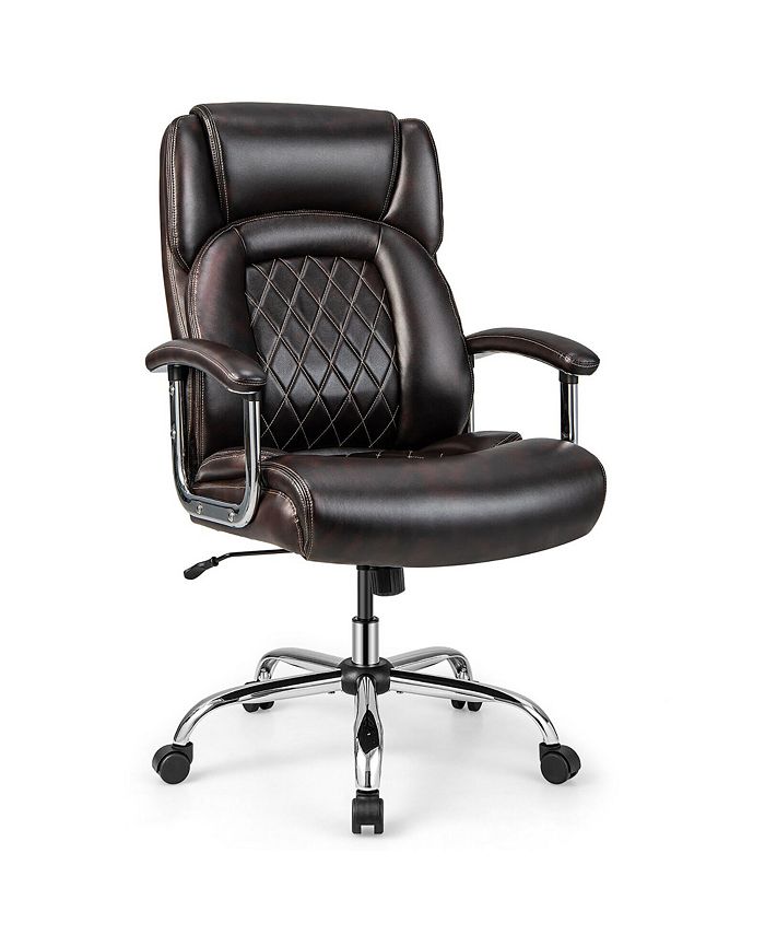 Gymax 500LBS High Back Big & Tall Office Chair Adjustable Leather Task ...