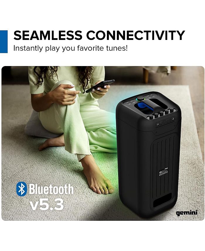 Gemini 200W Dual 6.5” Portable Bluetooth Boombox with LED Party ...