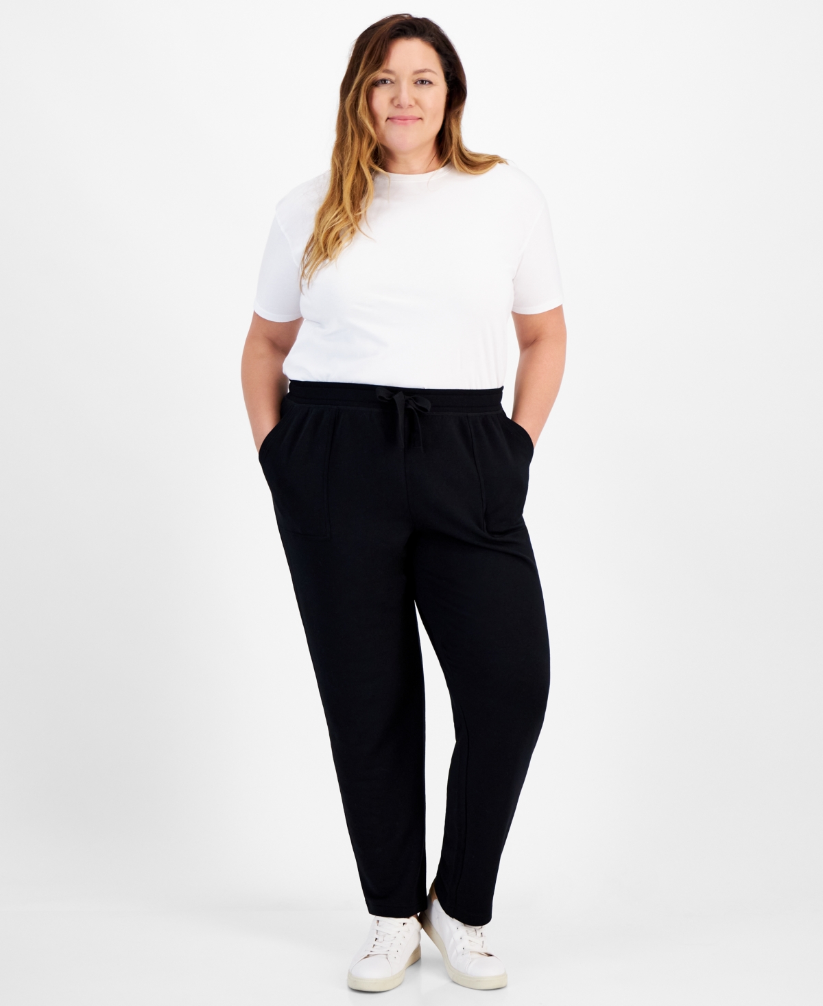 Click here for Style & Co Plus Size Yummy Fleece Drawstring Pants... prices